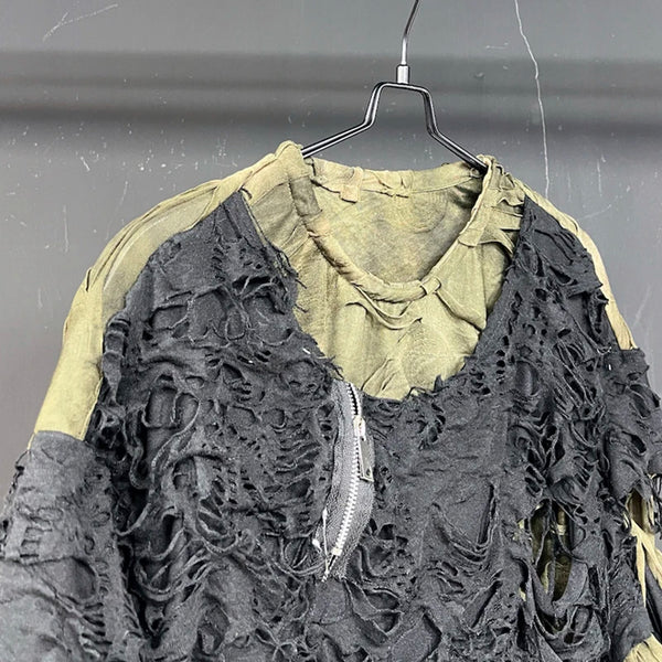 Frayed Patchwork Mesh Shirt – limetliss