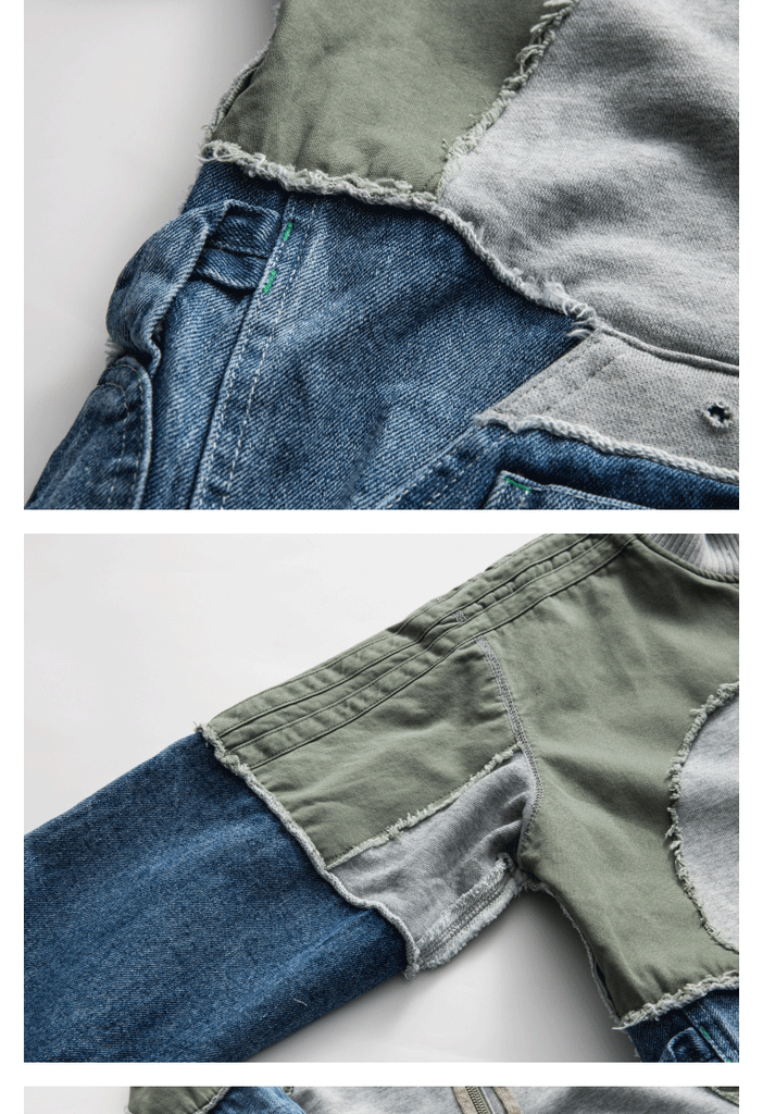 Olive Ripped Denim Patchwork Jacket – limetliss